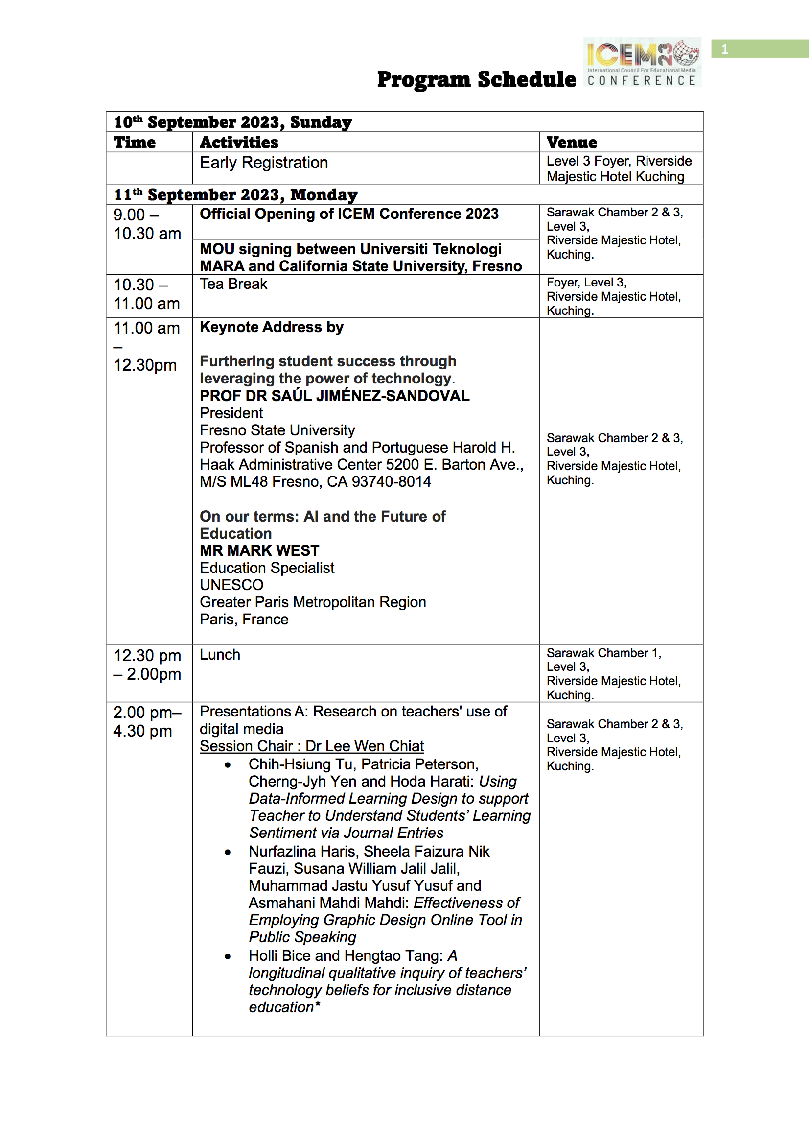 ICEM 2023 Programme – ICEM